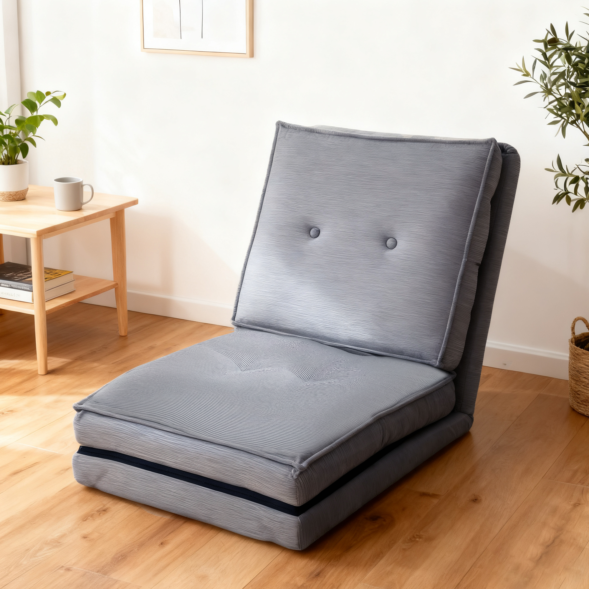 HOMCOM Poltrona de chão dobrável em veludo cotelê, colchão de chão com ...