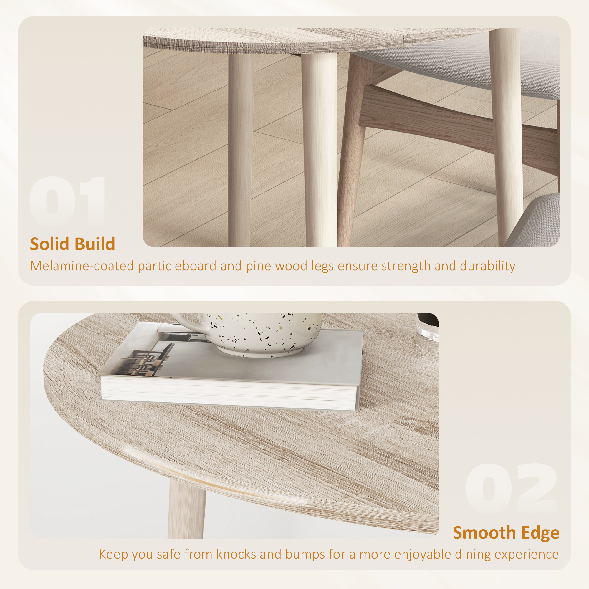 HOMCOM Folding Dining Table, Round Drop Leaf Table, Space Saving Small ...