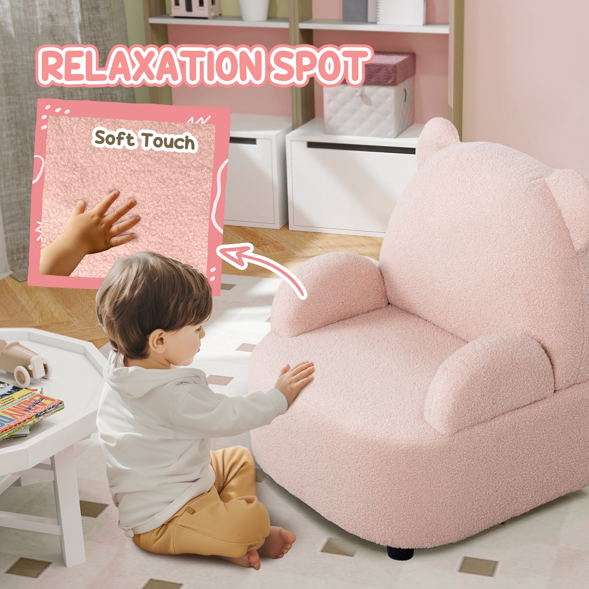 AIYAPLAY Kids Armchair, Bear Shaped Toddler Chair for Bedroom Playroom ...