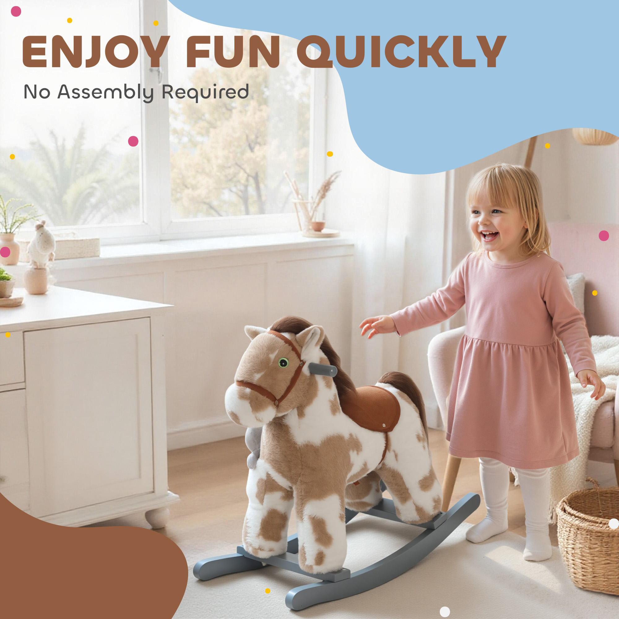 AIYAPLAY Baby Rocking Horse, Plush Animal Rocker with Realistic Sound ...