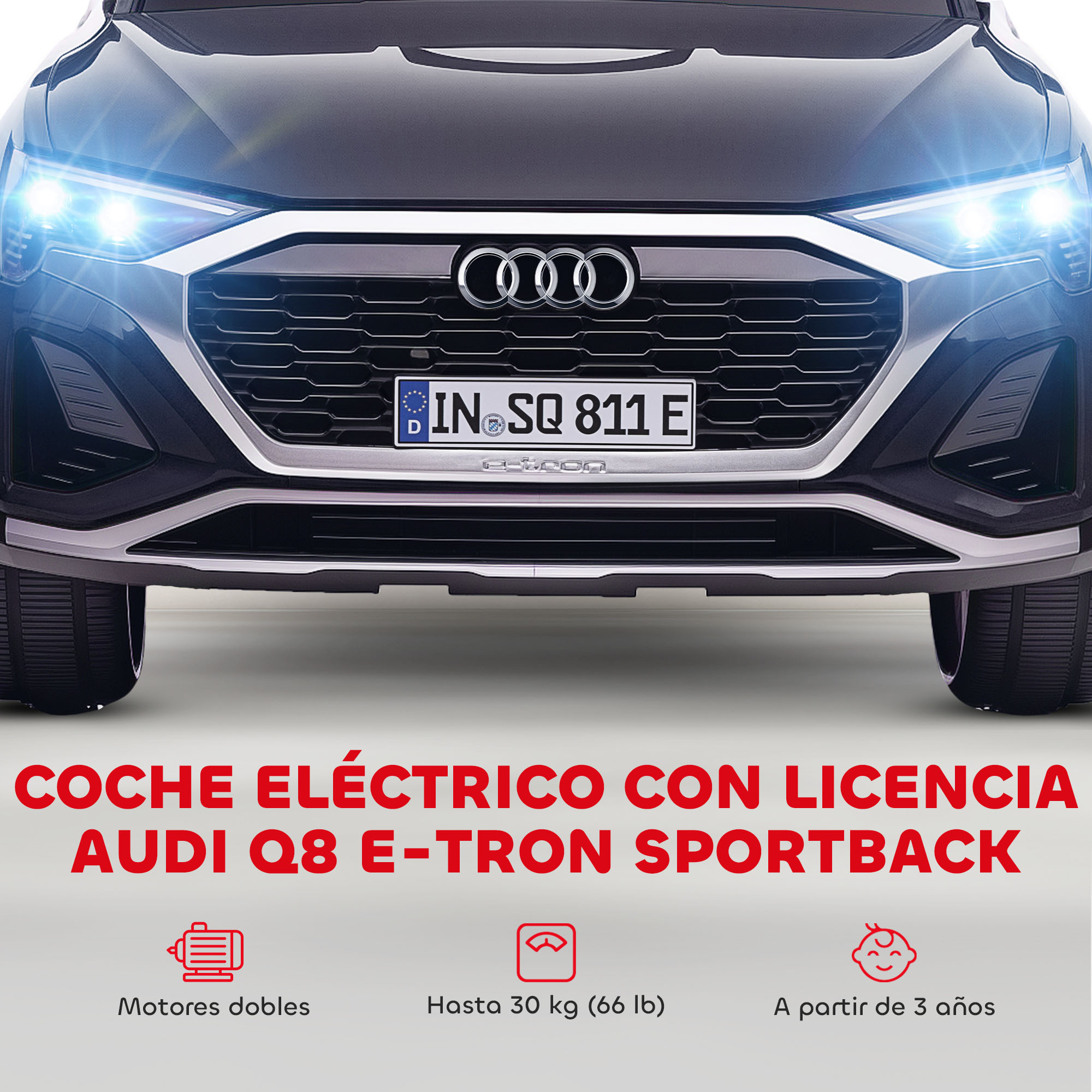 AIYAPLAY Coche Eléctrico para Niños Audi Q8 etron sportback con Batería ...