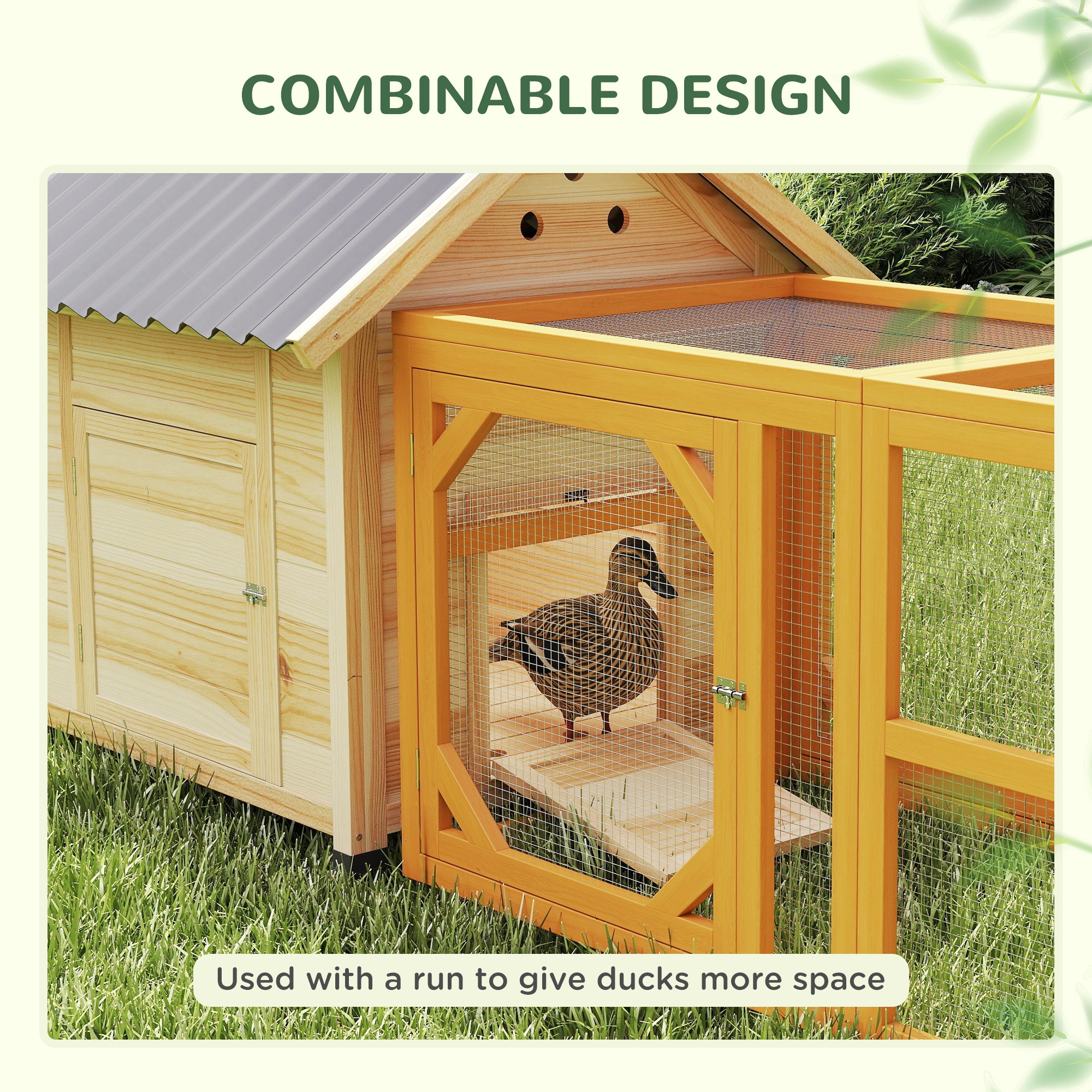 PawHut Wooden Duck House with Double Doors, Openable Roof, Ventilation ...