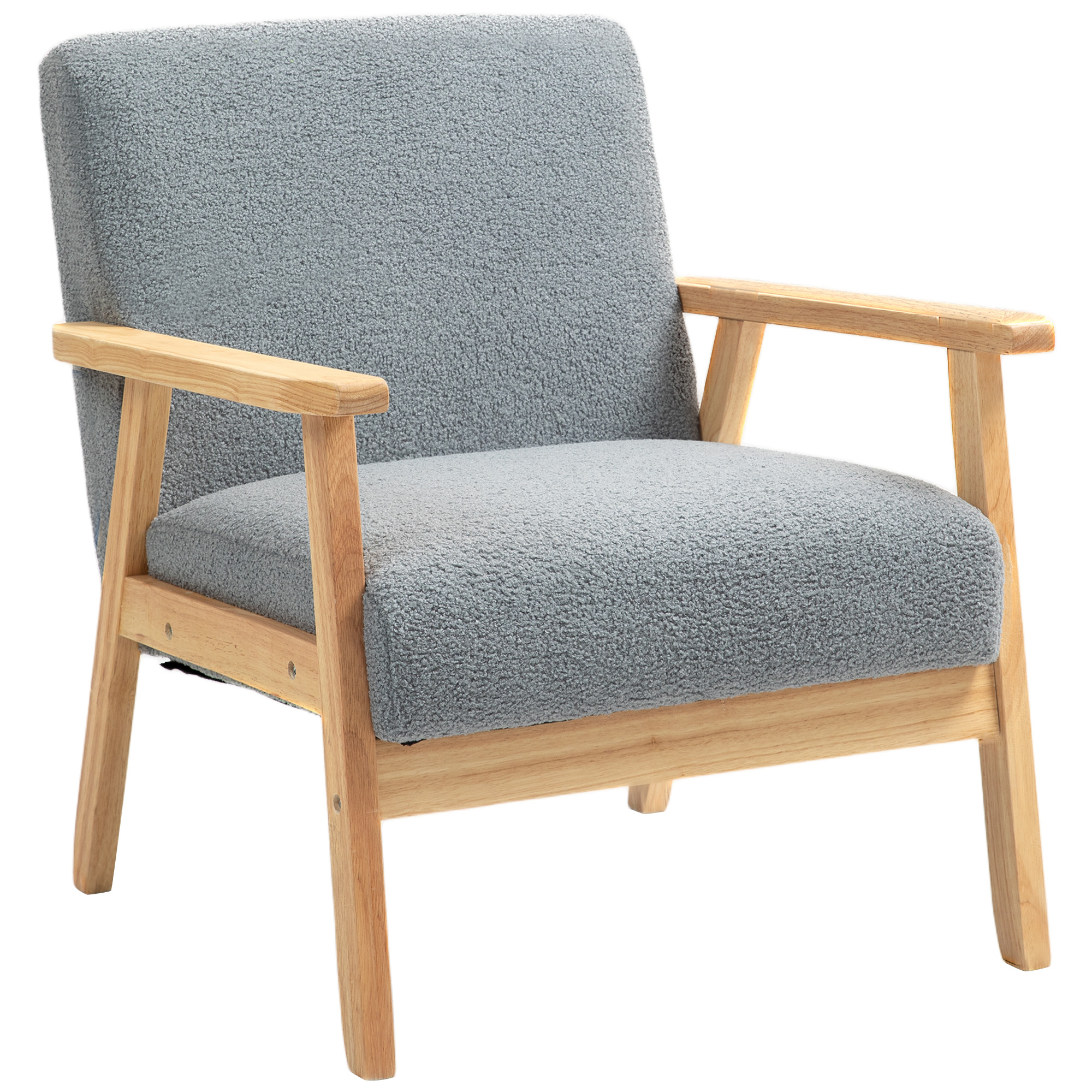 HOMCOM Accent Chair Wood Frame with Thick Cashmere Cushions Wide Seat ...