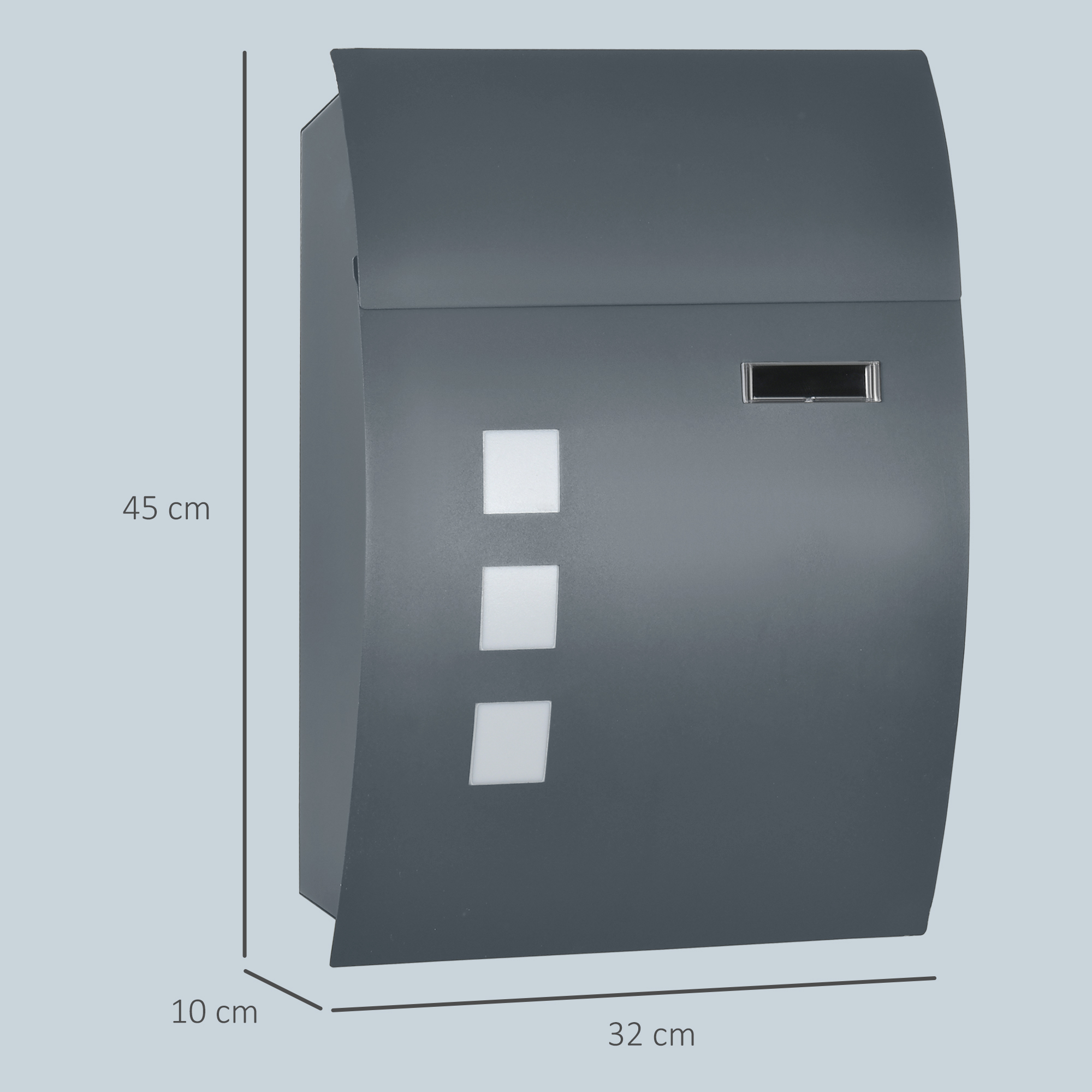 HOMCOM Wall Mounted Post Box, Waterproof Letterbox for Outside Wall ...