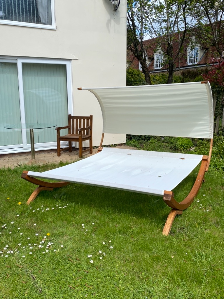 Outsunny Wooden Hammock Lounger Chaise Double Sun Bed Canopy Shelter ...