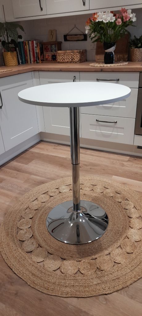 HOMCOM Φ60cm Adjustable Height Round Bar Table w/ Swivel Top Metal ...