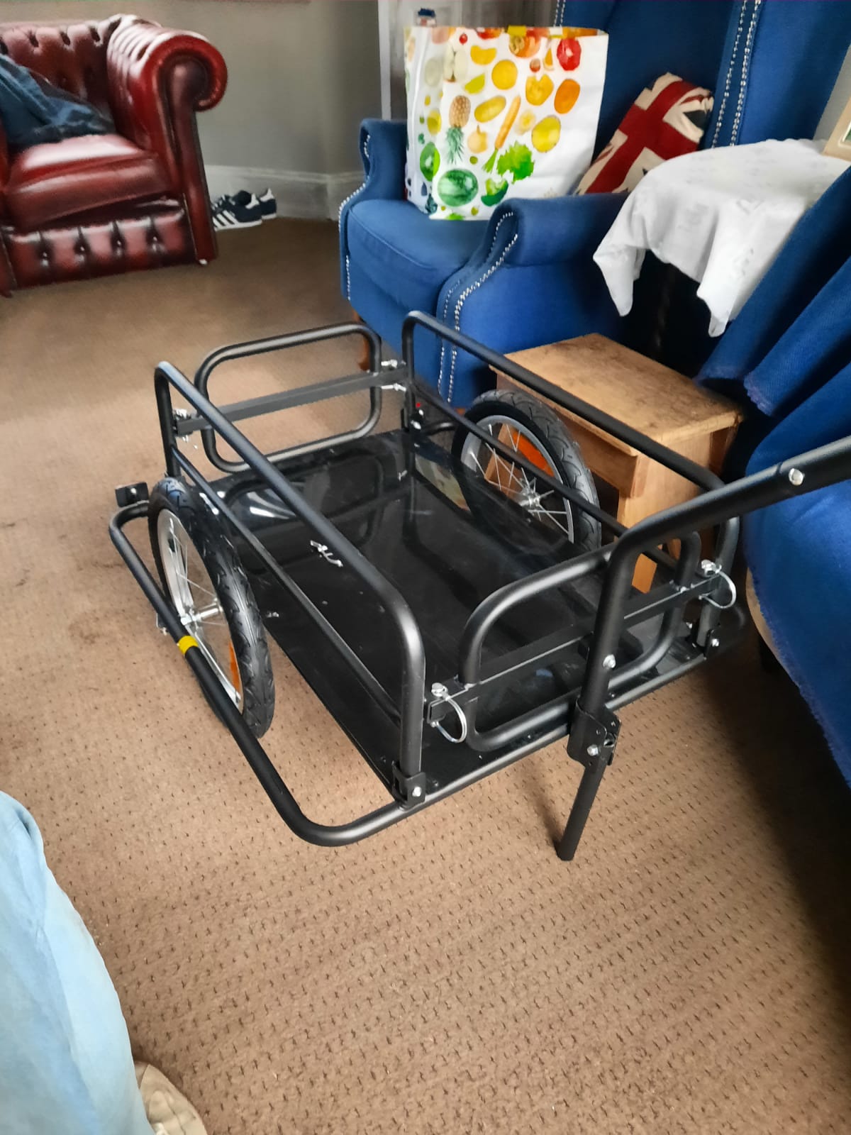 HOMCOM Folding Bicycle Cargo Storage Trolley Cart and Luggage Trailer ...