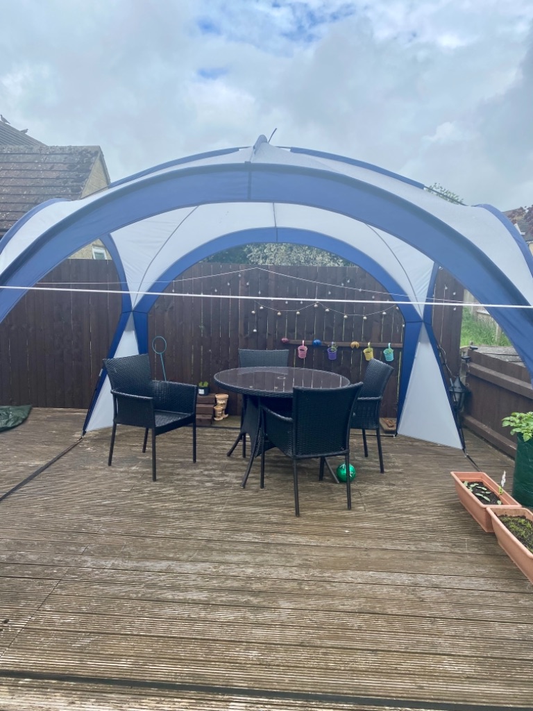 Outsunny Gazebo Party Tent, 3.5x3.5m-Cream/Blue | Aosom UK