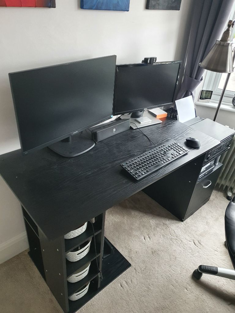 HOMCOM Computer Desk, PC Workstation with Drawers and CPU Storage Rack ...