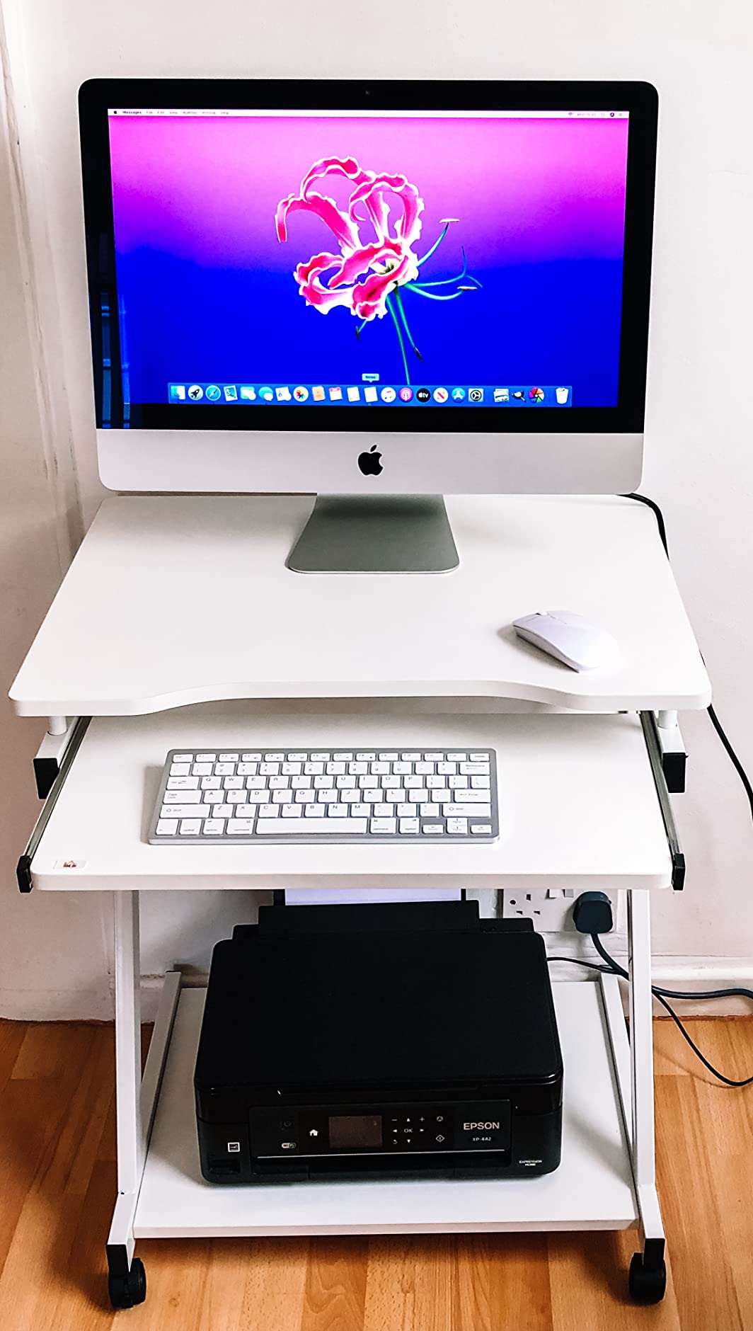 HOMCOM Movable Compact Small Computer PC Desk with 4 Moving Wheels ...