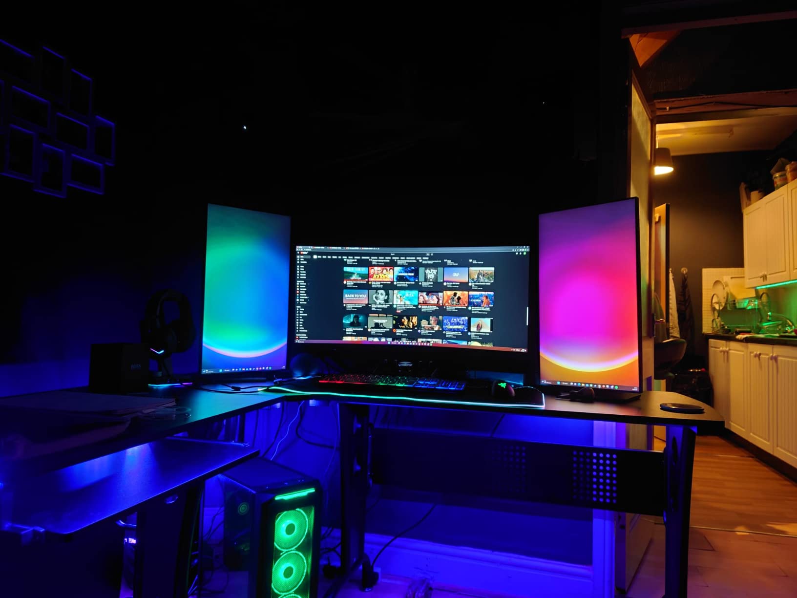 HOMCOM L-Shaped Corner Work Desk Gaming Office w/ Steel Frame CPU Rack ...