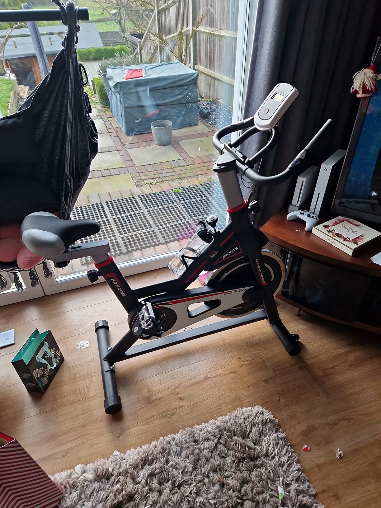 HOMCOM Belt-Driven Exercise Bike Home Fitness Trainer with LCD Display ...