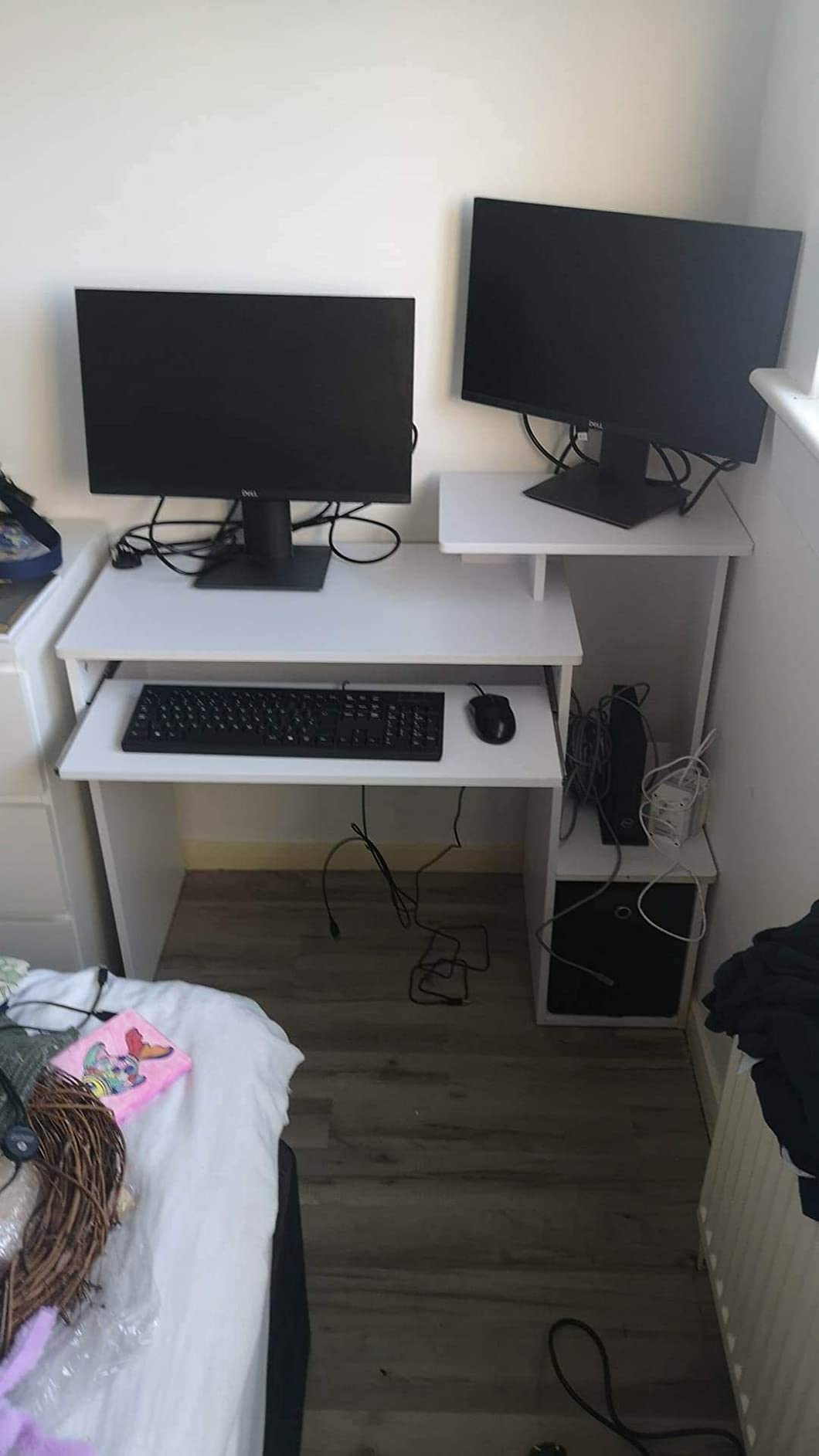 HOMCOM Compact Small Computer PC Desk with Sliding Keyboard Tray ...