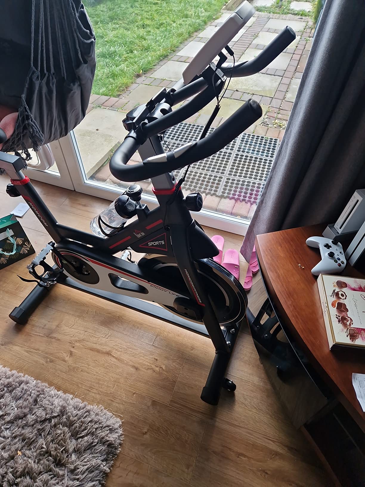 HOMCOM Belt-Driven Exercise Bike Home Fitness Trainer with LCD Display ...