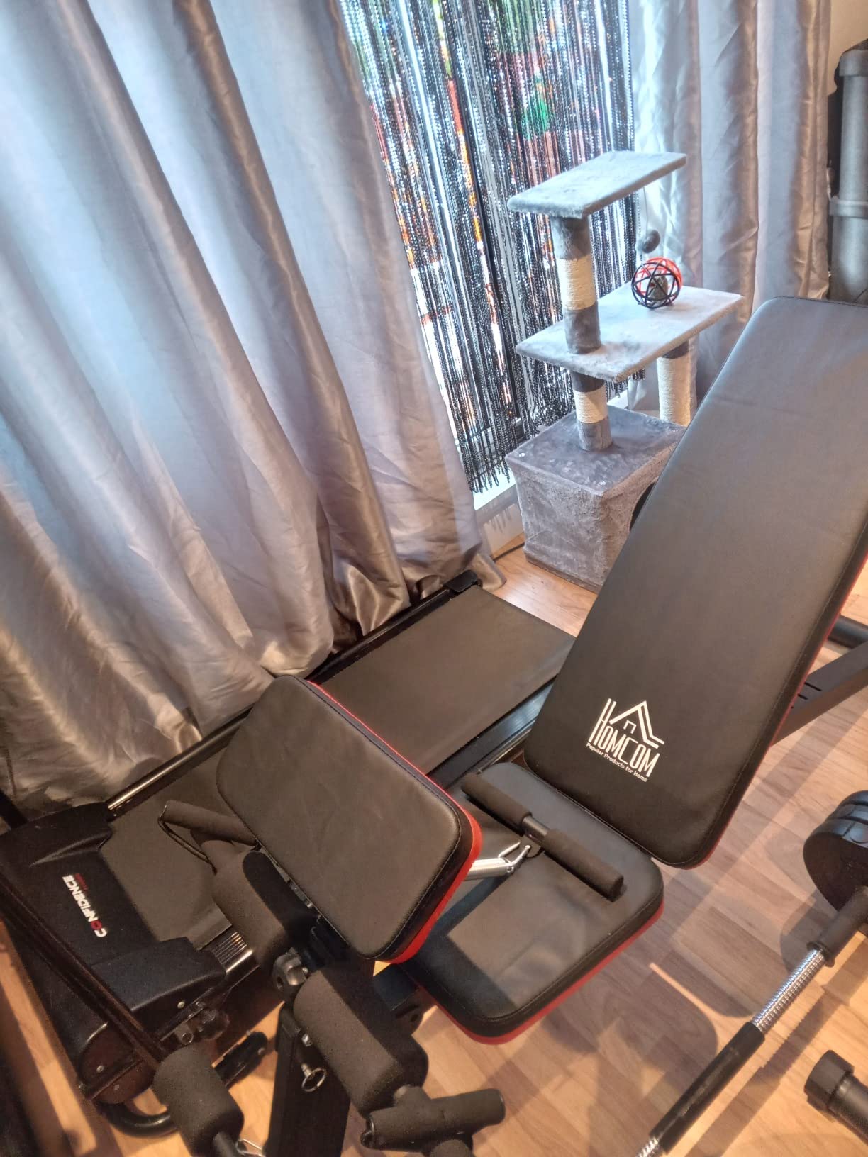 HOMCOM Exercise Bench Adjustable Foldable Dumbbell Weight Lifting Black ...