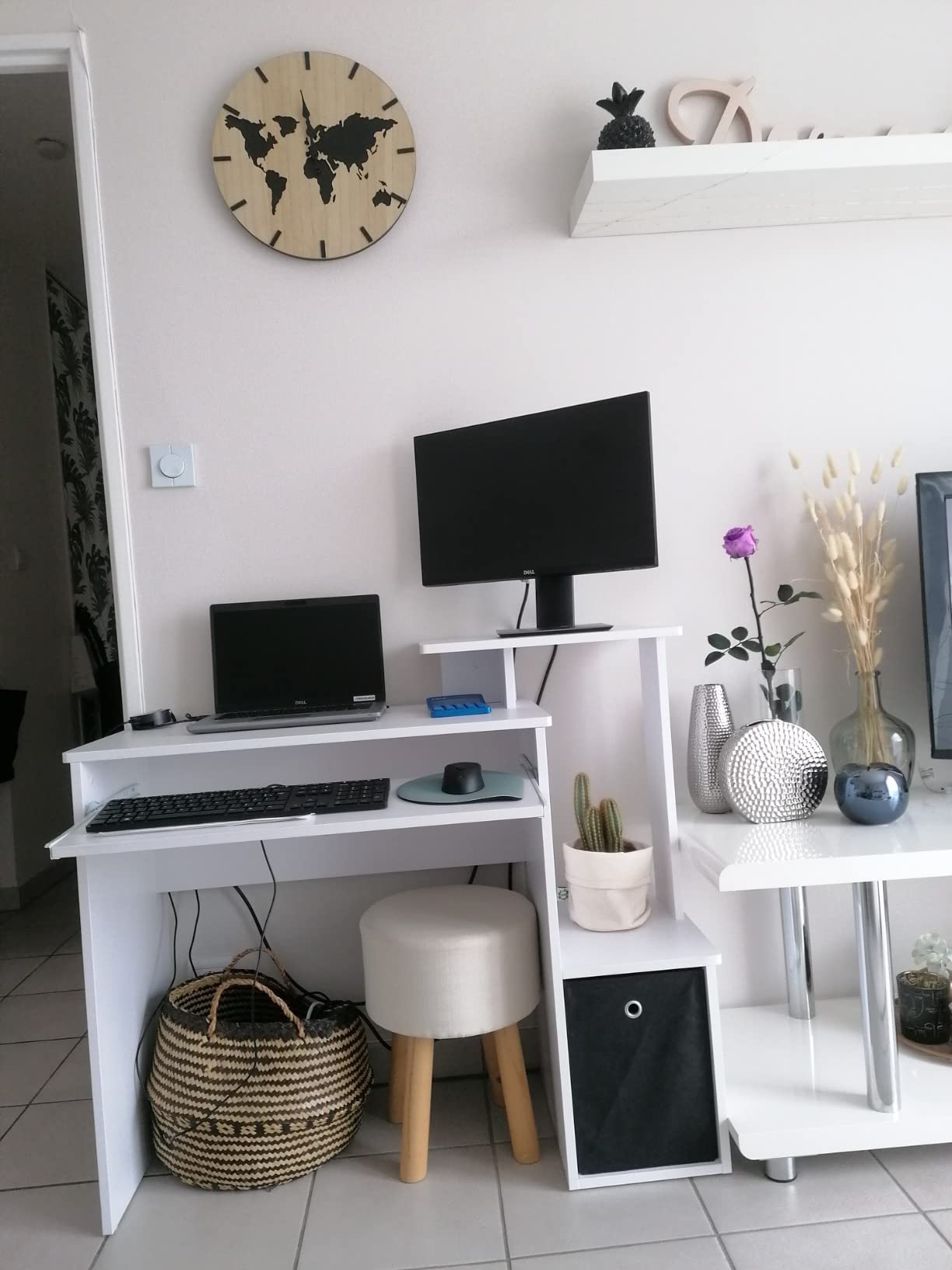 HOMCOM Compact Small Computer PC Desk with Sliding Keyboard Tray ...