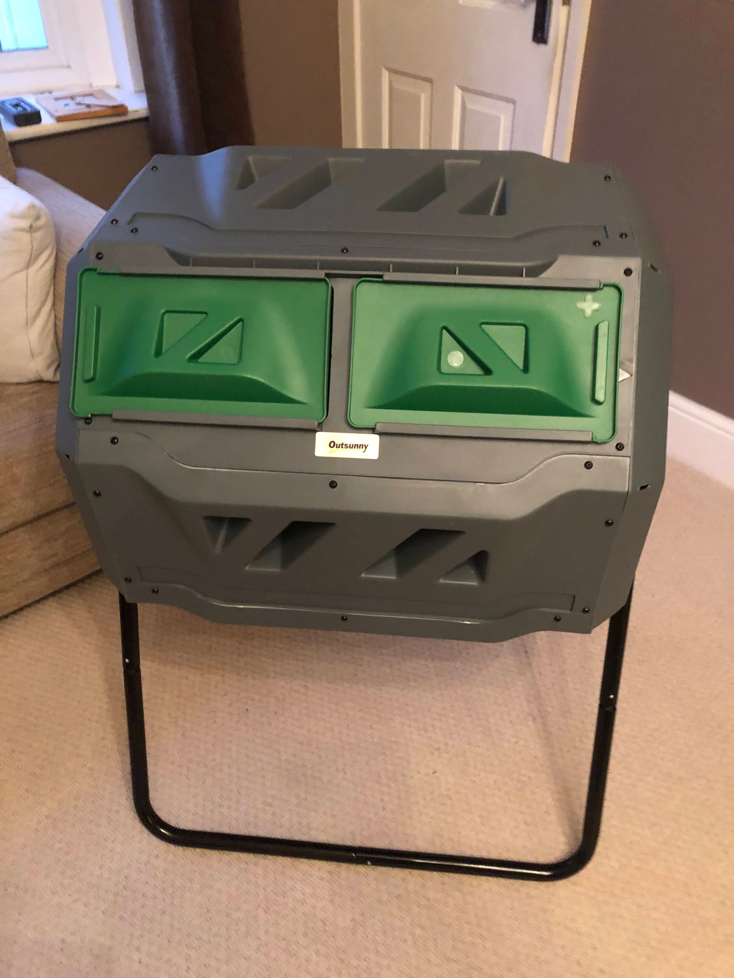 Outsunny Tumbling Compost Bin Outdoor Dual Chamber 360° Rotating ...