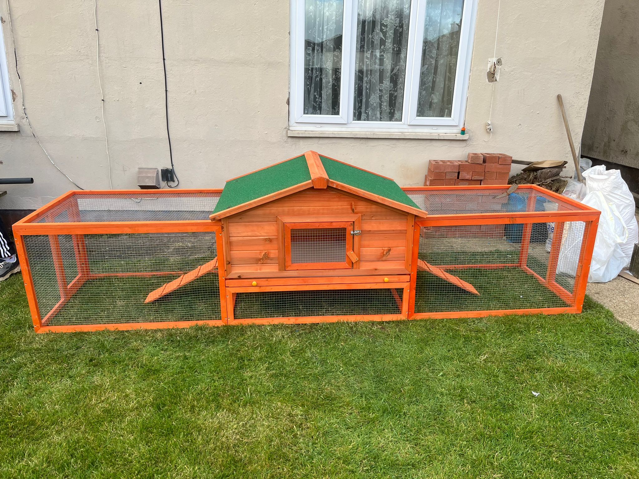 PawHut Conejera de Madera 309x79x86 cm Conejera Exterior Grande para 2 ...