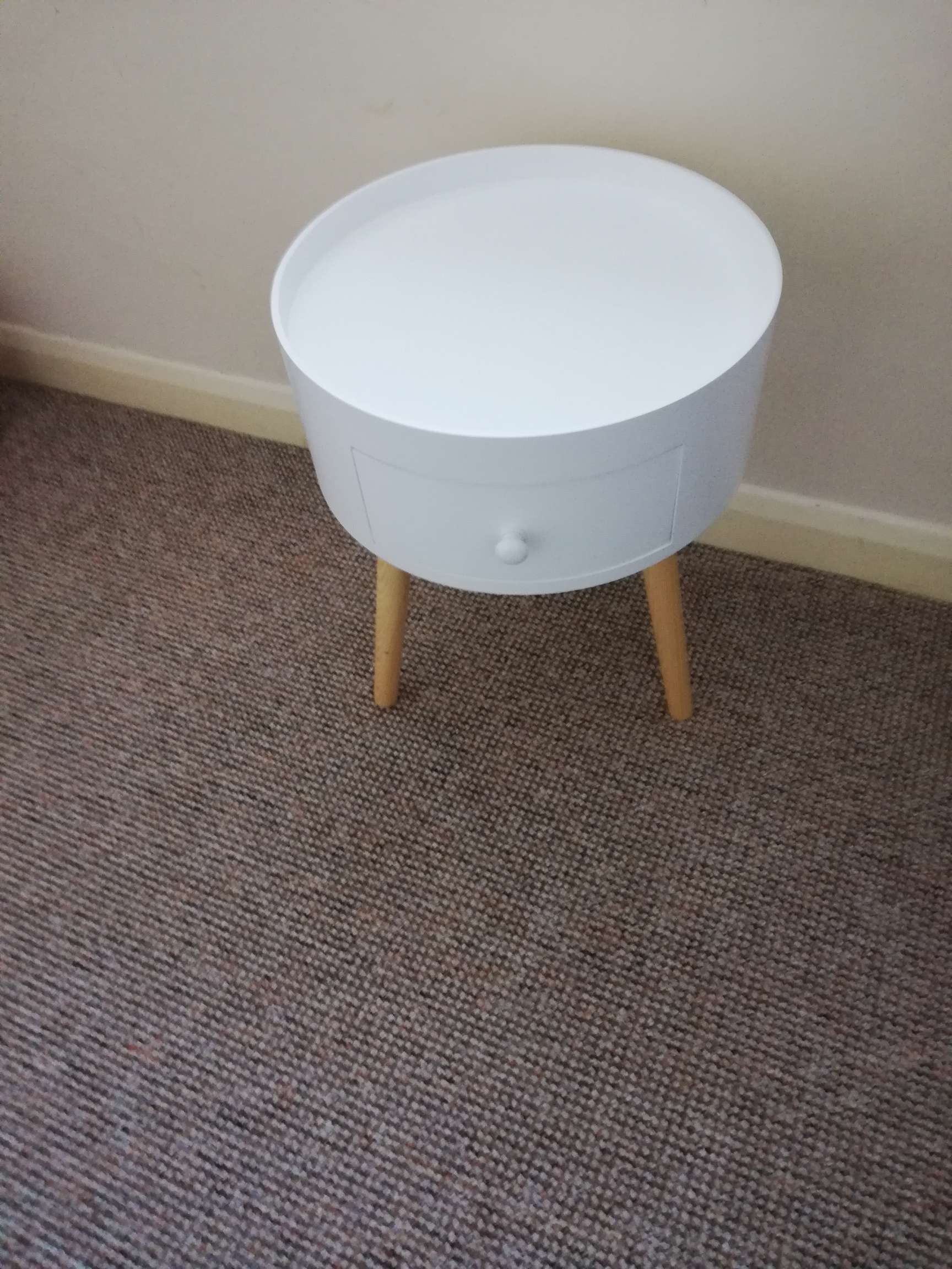 HOMCOM Modern Round Coffee Table Wooden Side Table Living Room Storage ...