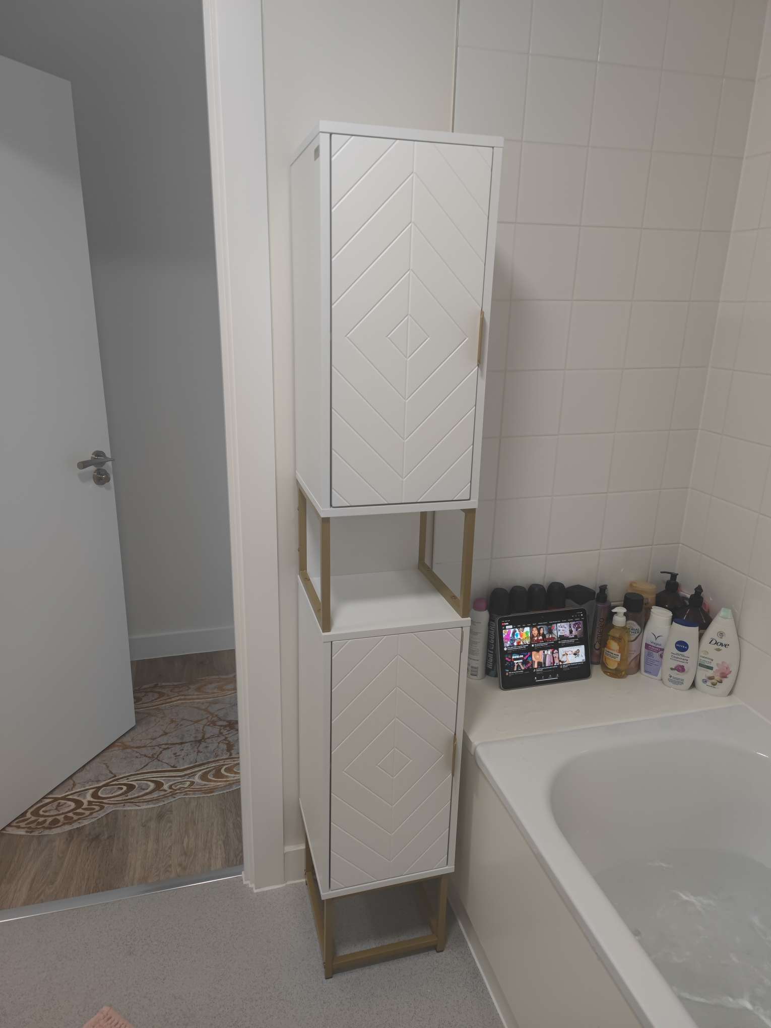 Dulap de baie cu 2 dulapuri si compartimente deschise | Aosom RO