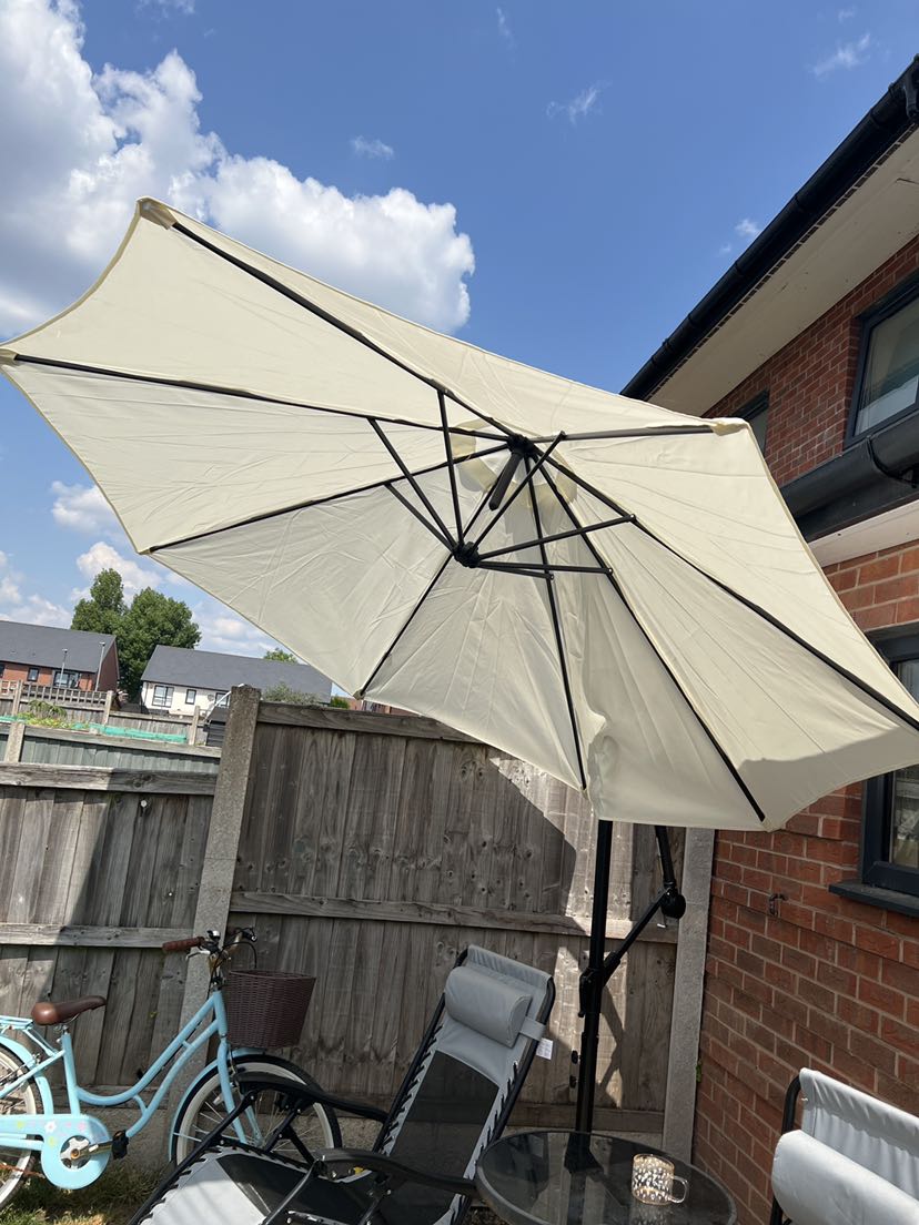 Outsunny 3M Banana Umbrella Parasol-Cream White