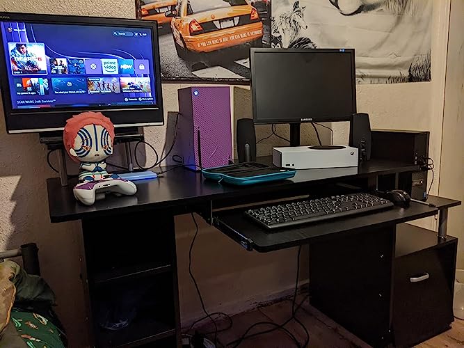 HOMCOM Computer Desk, PC Workstation with Drawers and CPU Storage Rack ...