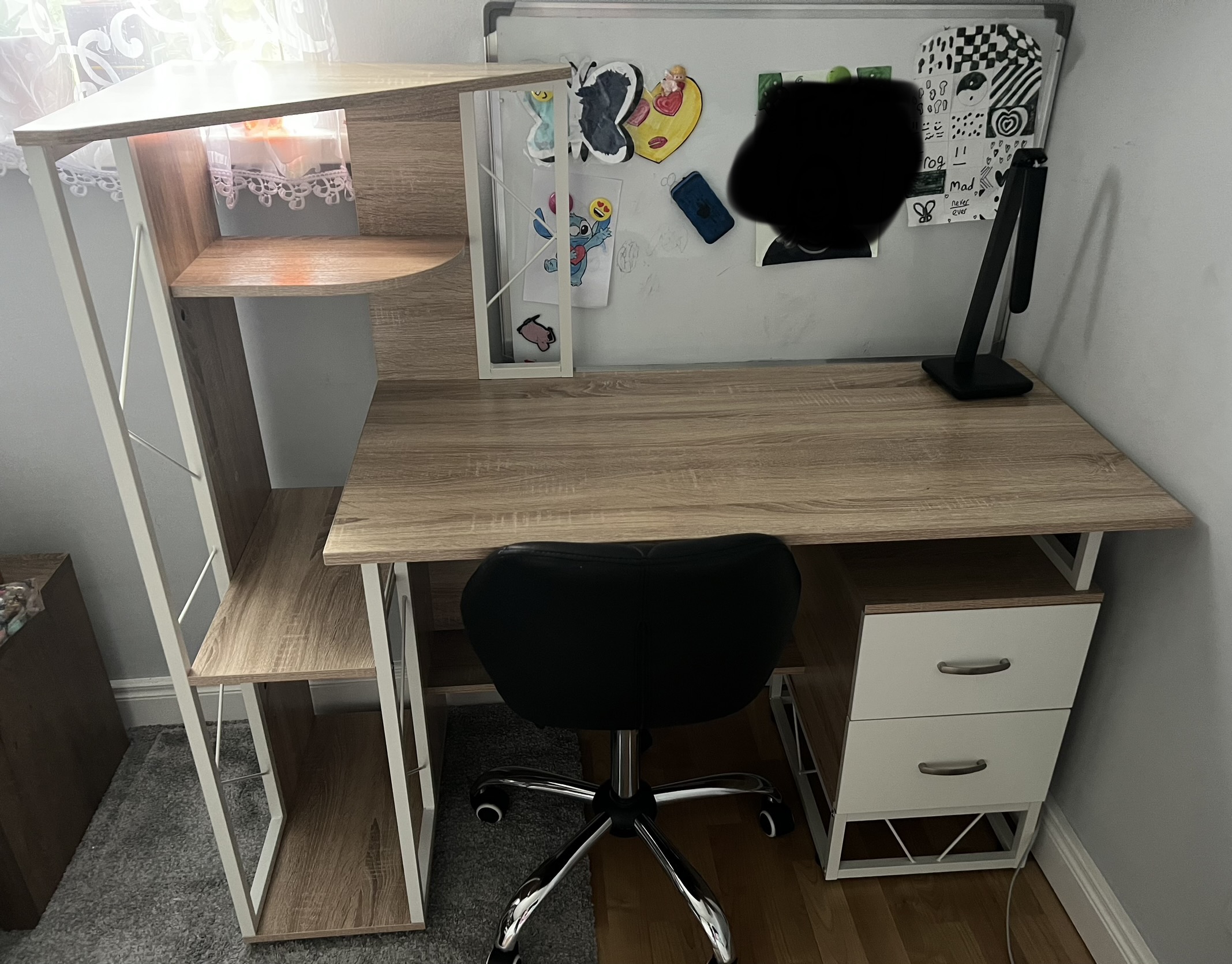 HOMCOM Workstation Computer Writing Desk Oak/White | Aosom UK