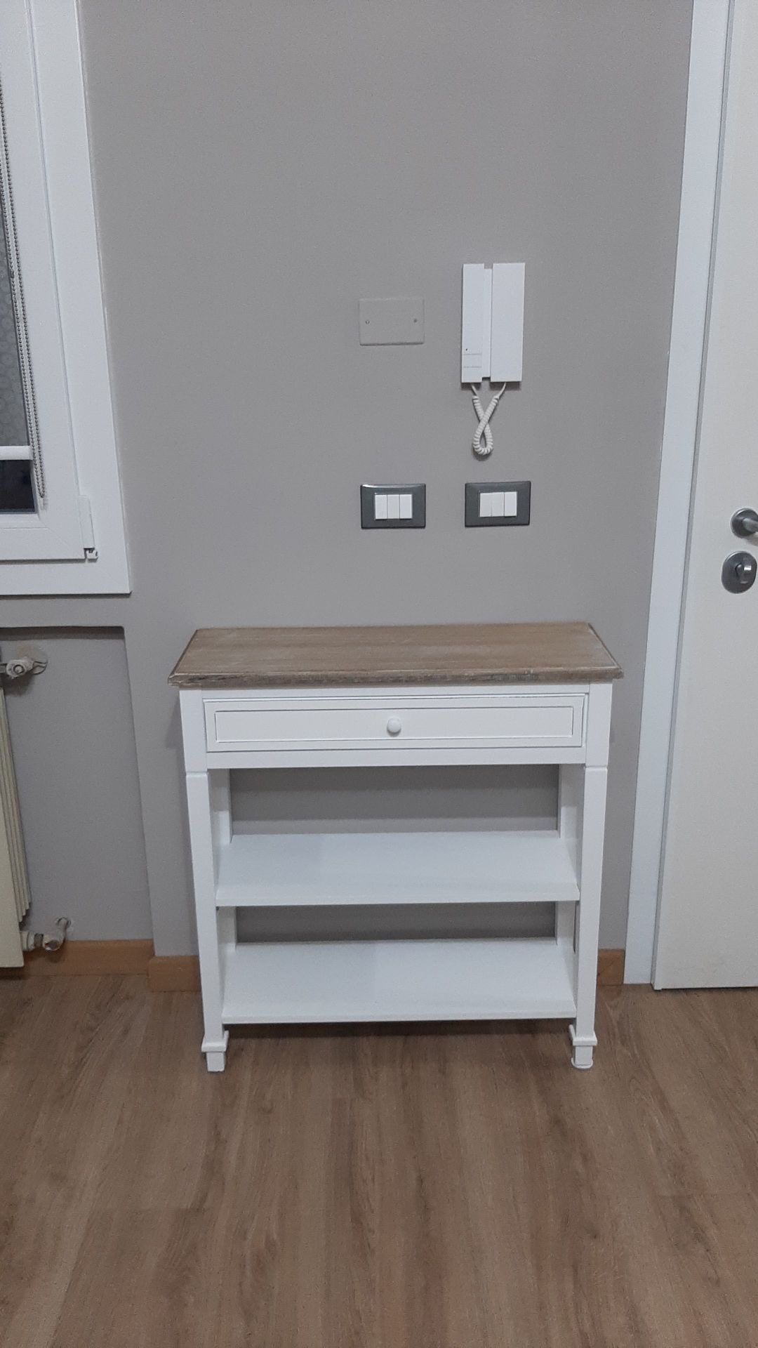 HomCom masa hol, cu sertar, lemn pin, 75.6x27.5x80.5cm, alb | Aosom Romania