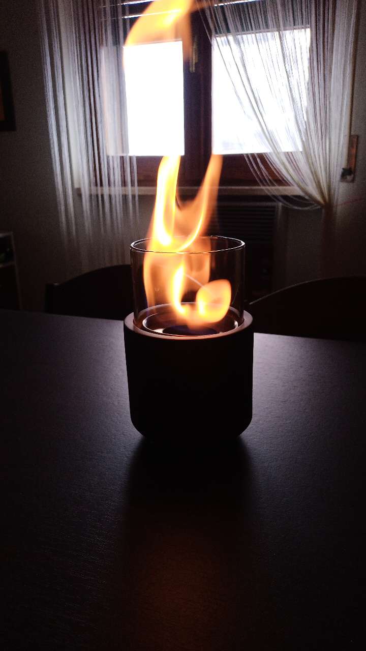 HOMCOM Semineu de masa, mini bol de foc din beton cu etanol cu capac ...