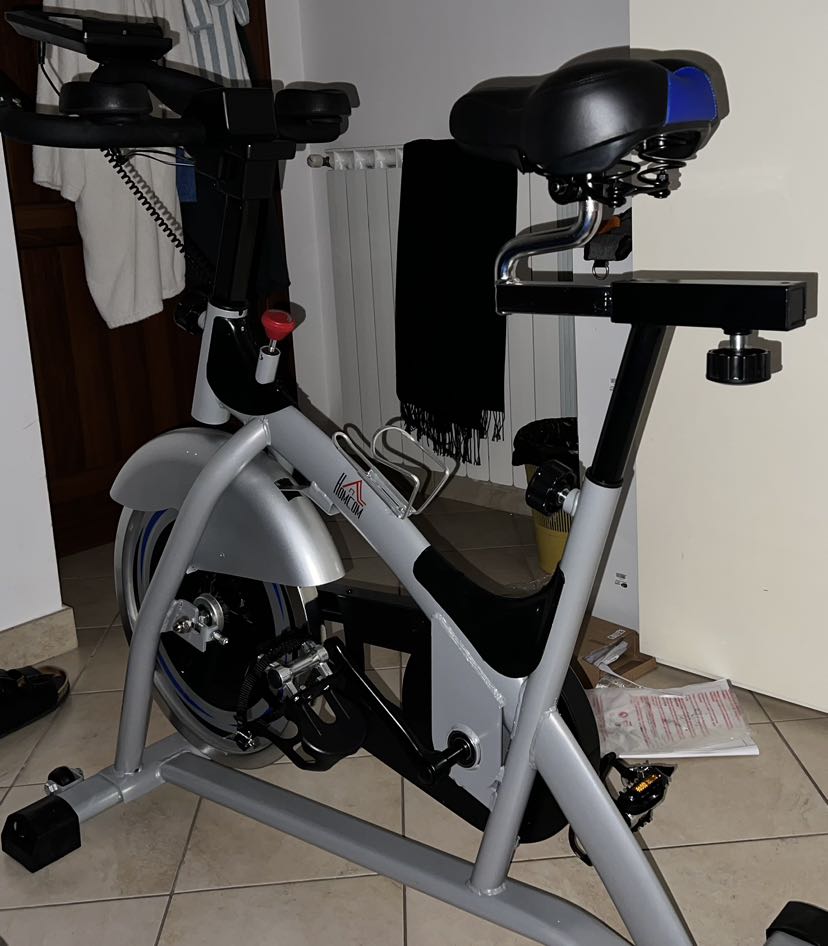 HOMCOM Cyclette da Camera con Monitor LCD e Volano 15kg, Sellino e ...