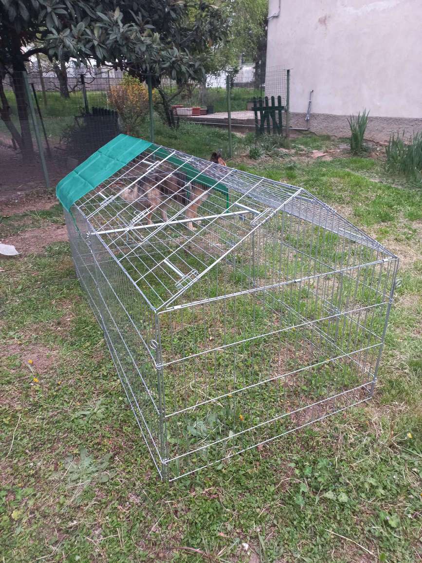 PawHut 7.2' Tarc cu Capac pentru Animale Mici, Tarc din Metal pentru ...