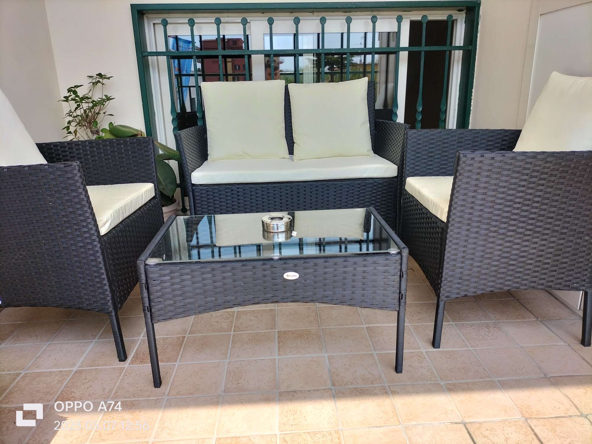 Outsunny Set da Giardino 4Pezzi in Rattan con 2 Sedie, Poltrona da ...
