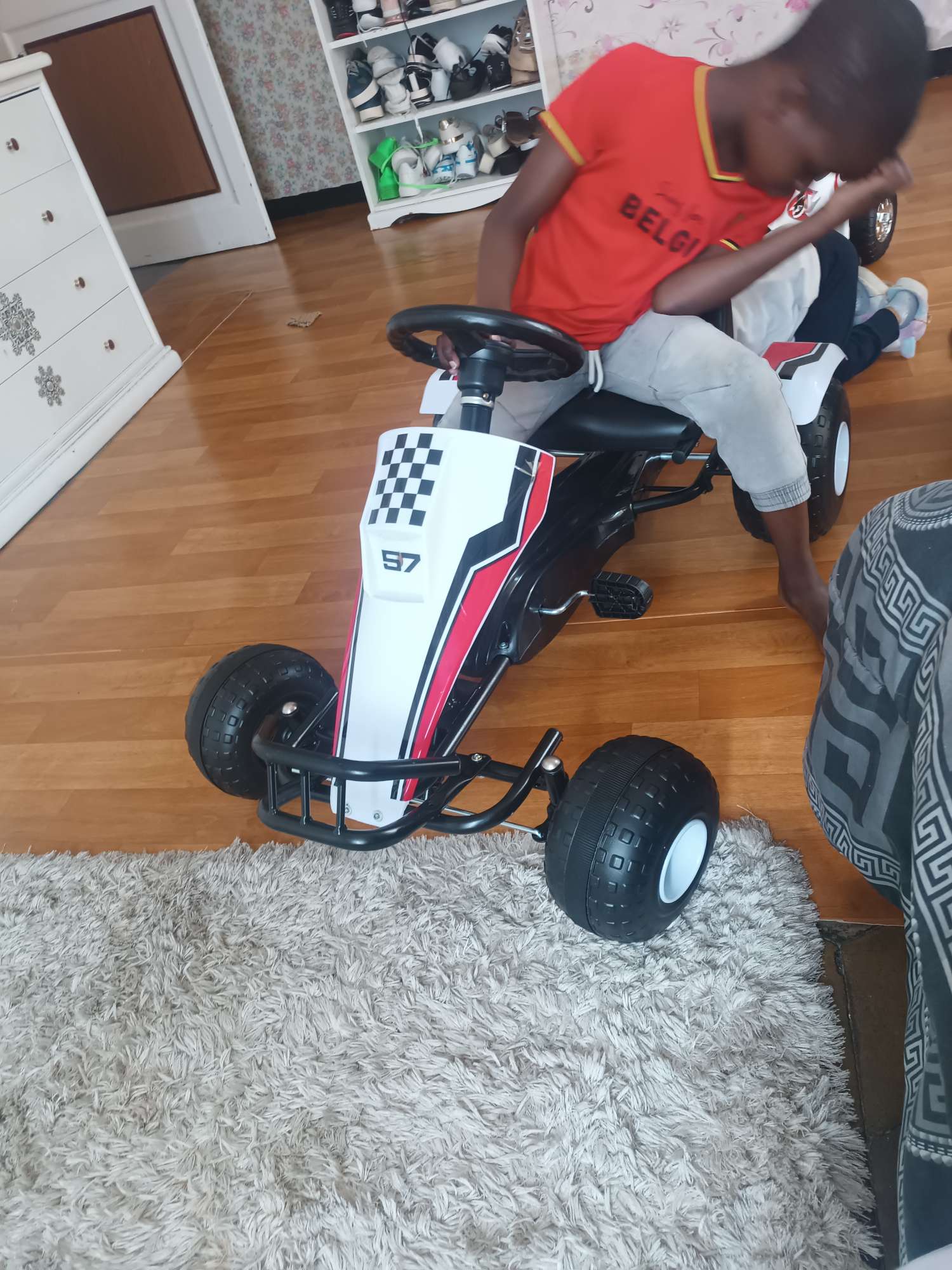 HOMCOM skelter kindervoertuig trapauto met pedaal voor 3-8 jaar staal ...