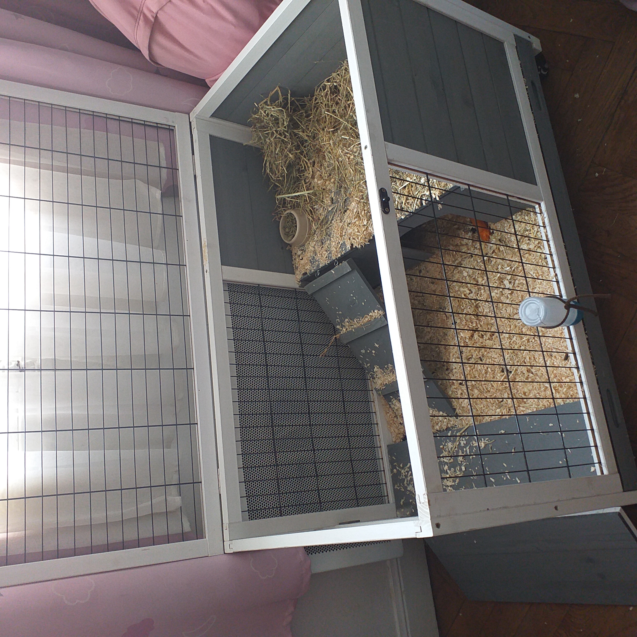 PawHut Rabbits Indoor Fir Wood Lift-Top Hutch Grey | Aosom UK