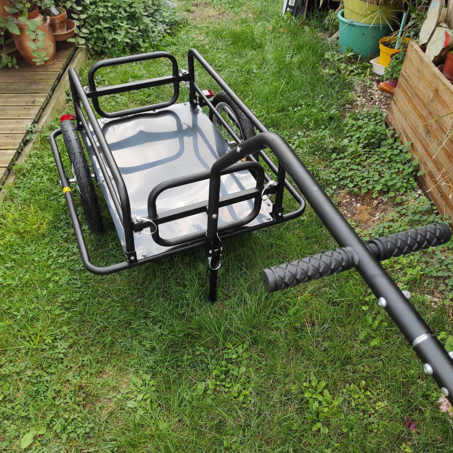 HOMCOM Folding Bicycle Cargo Storage Trolley Cart and Luggage Trailer ...