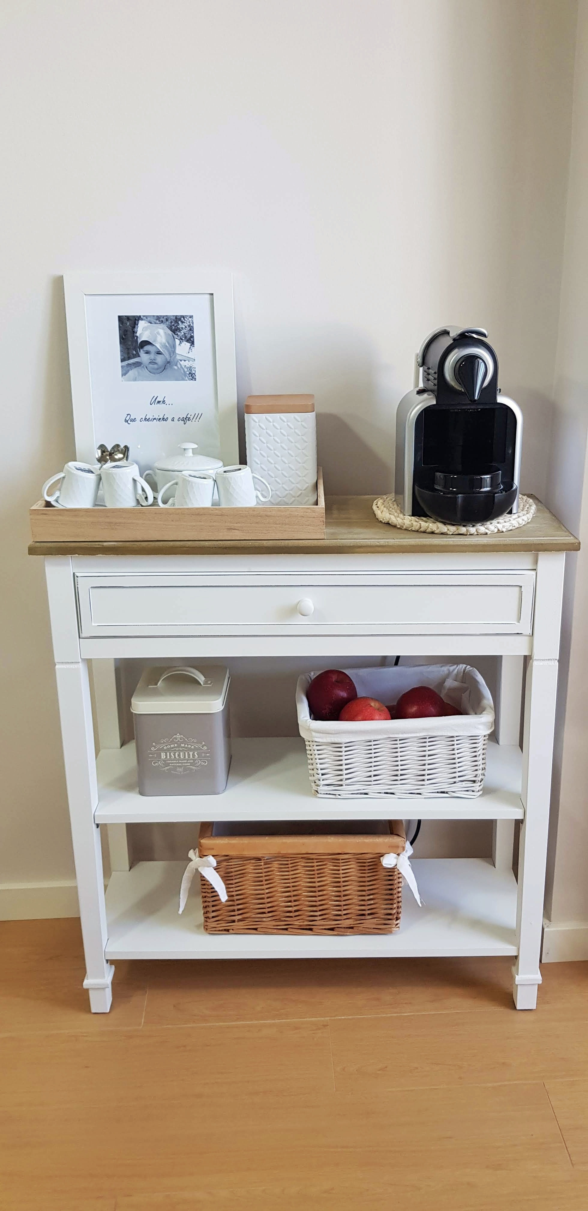 HomCom masa hol, cu sertar, lemn pin, 75.6x27.5x80.5cm, alb | AOSOM RO