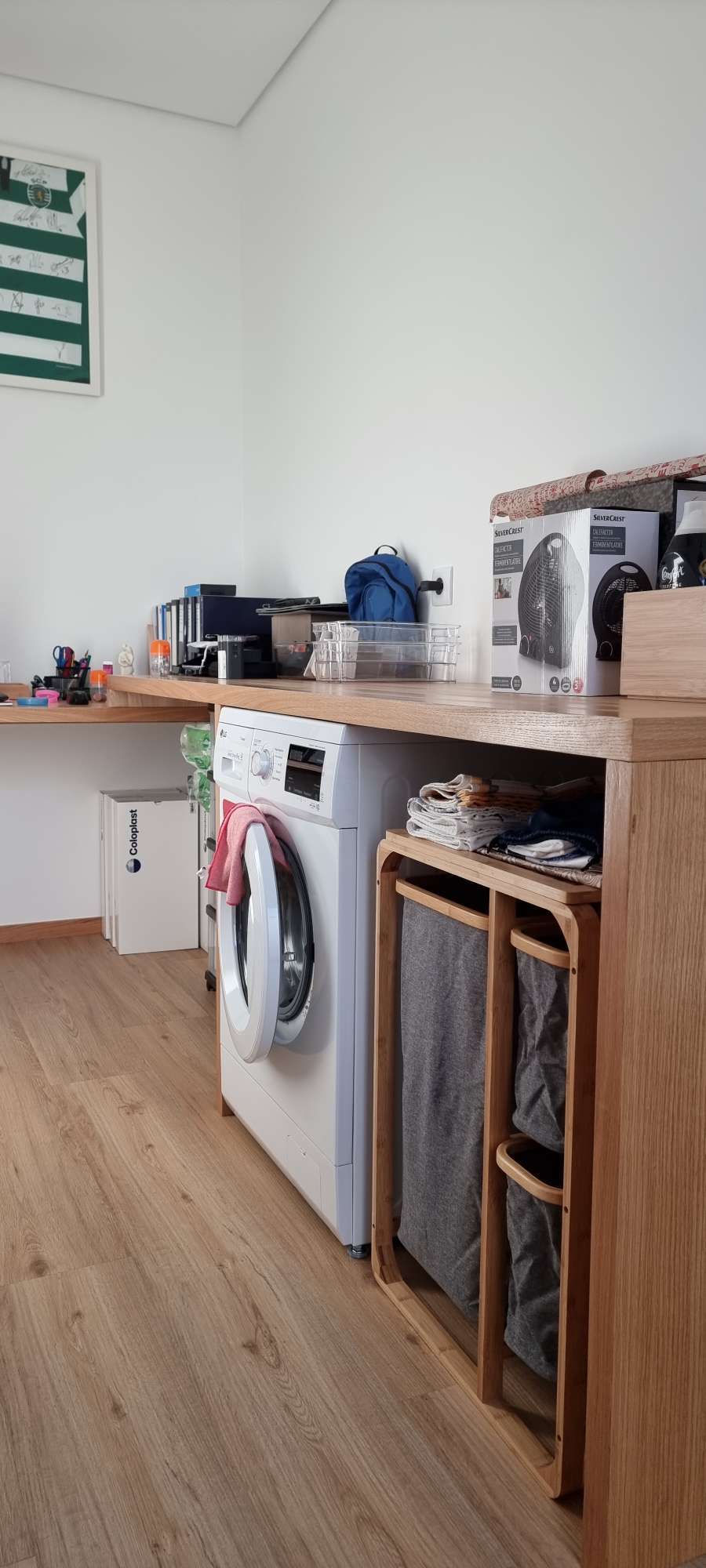 HOMCOM Cos de rufe din bambus, cos de rufe cu 3 pungi glisante | Aosom RO