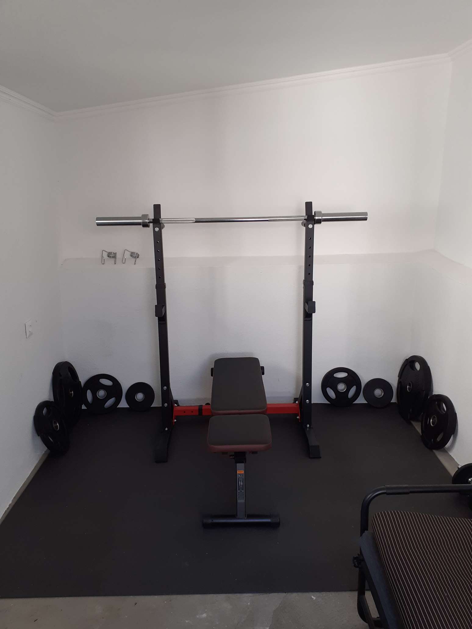 HOMCOM Barbell Rack Squat Dip Stand Weight Lifting Bench Press Home Gym ...