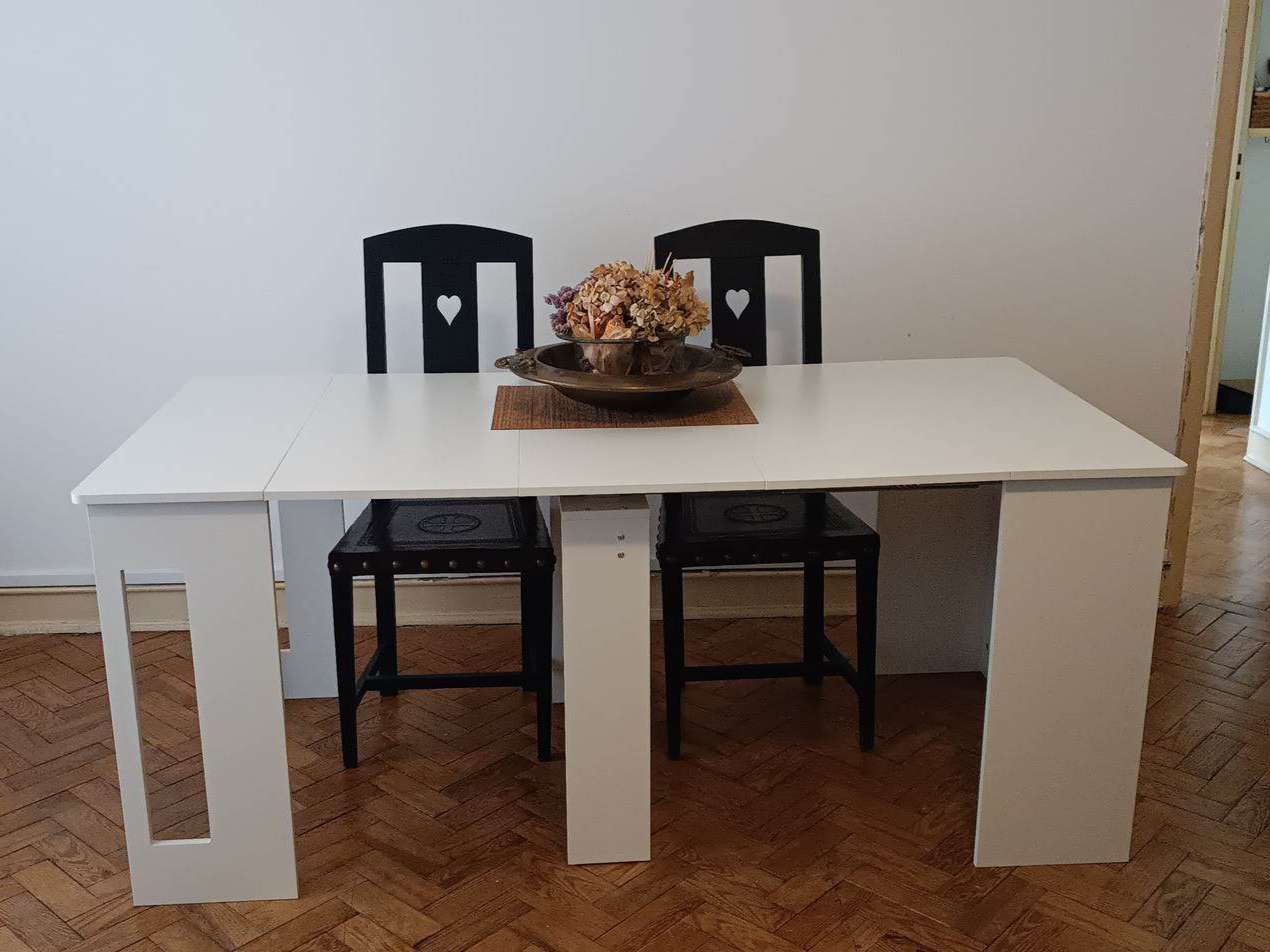 Masa de living pliabila, 6 persoane, 180x85x75cm, alb HomCom | Aosom RO