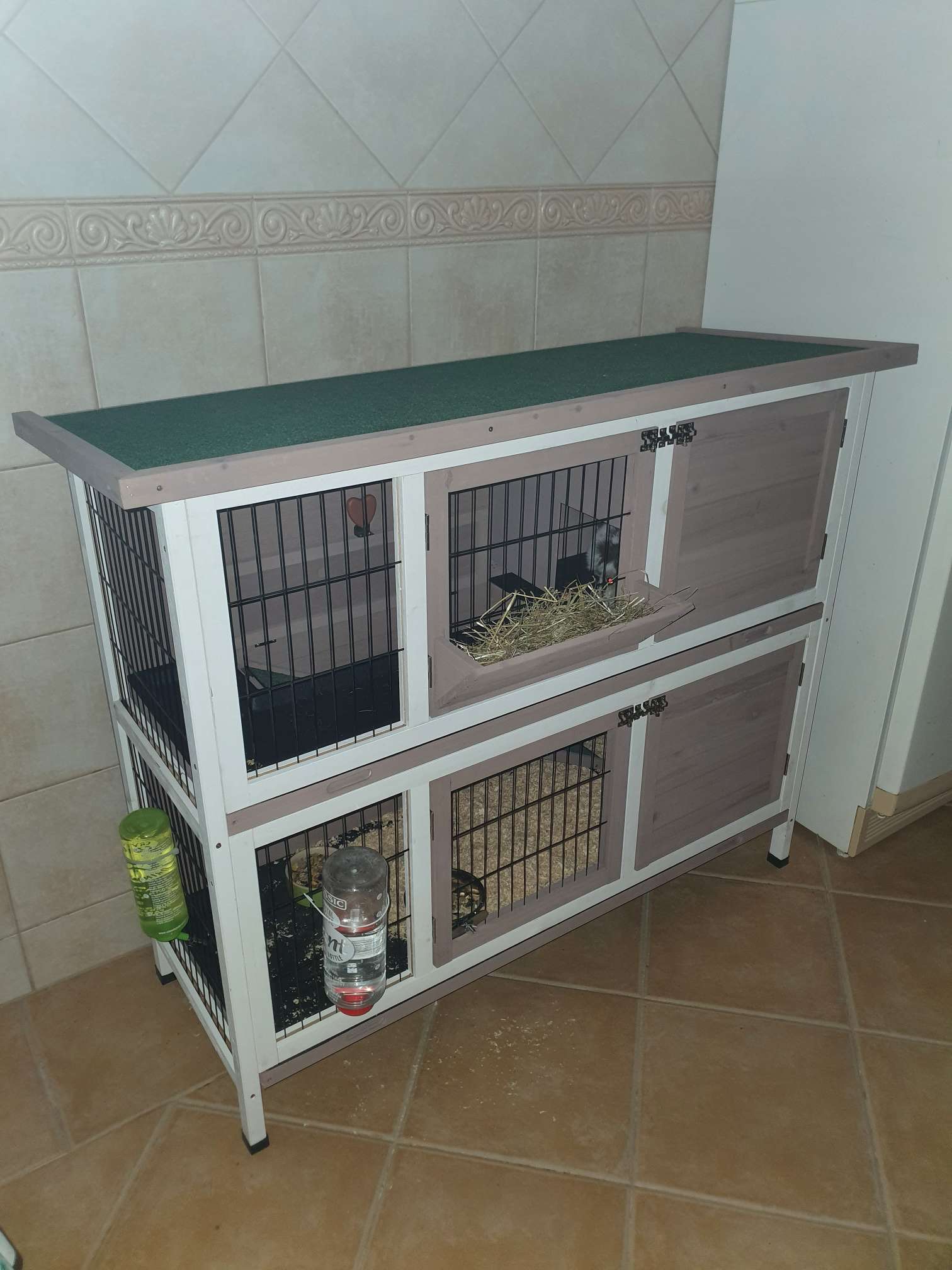 PawHut Conejera de Madera Exterior de 2 Niveles Jaula para 1-2 Conejos ...