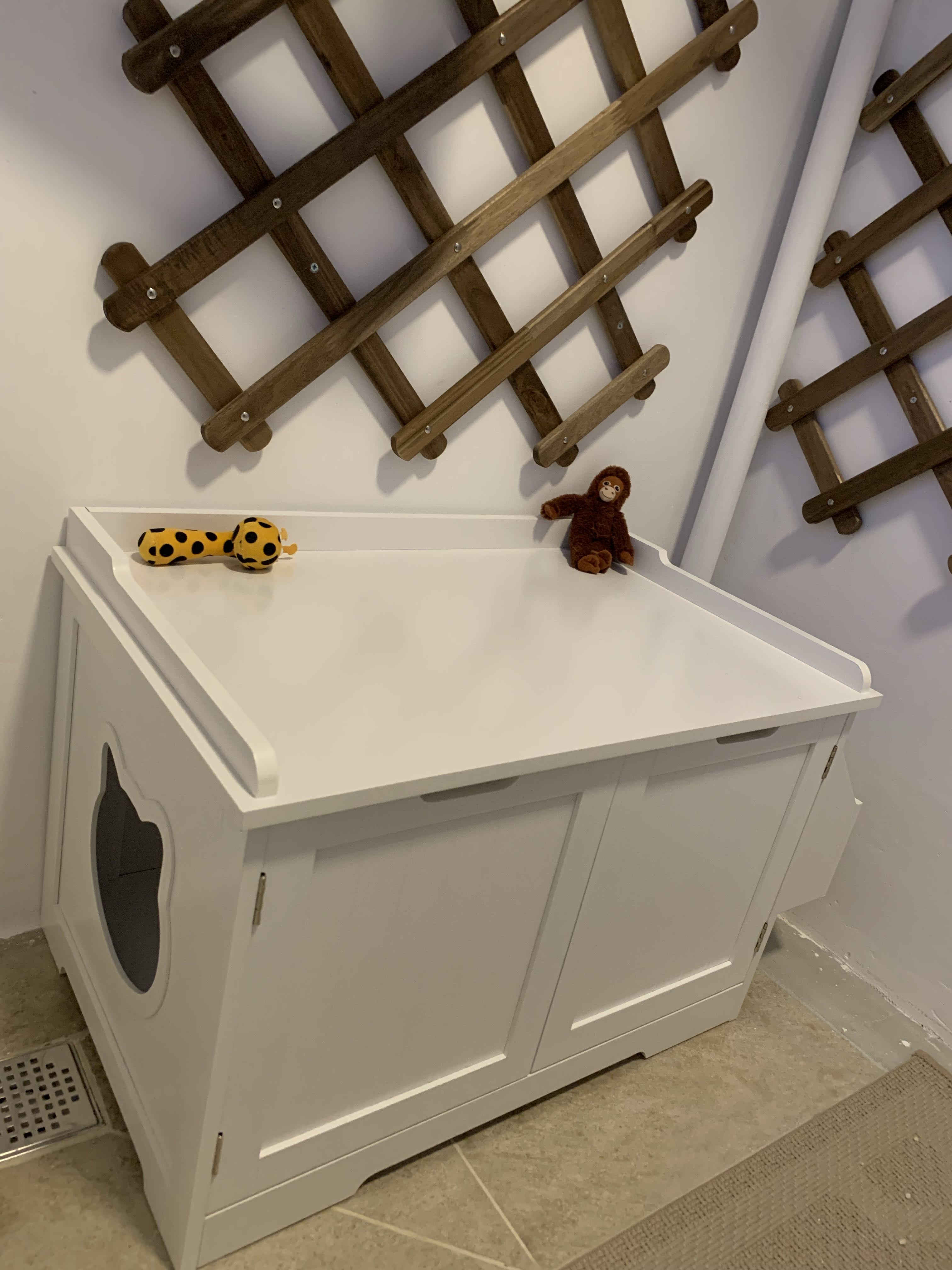 PawHut Mobile Lettiera Gatti chiusa in legno a 2 Ante, mobile per ...