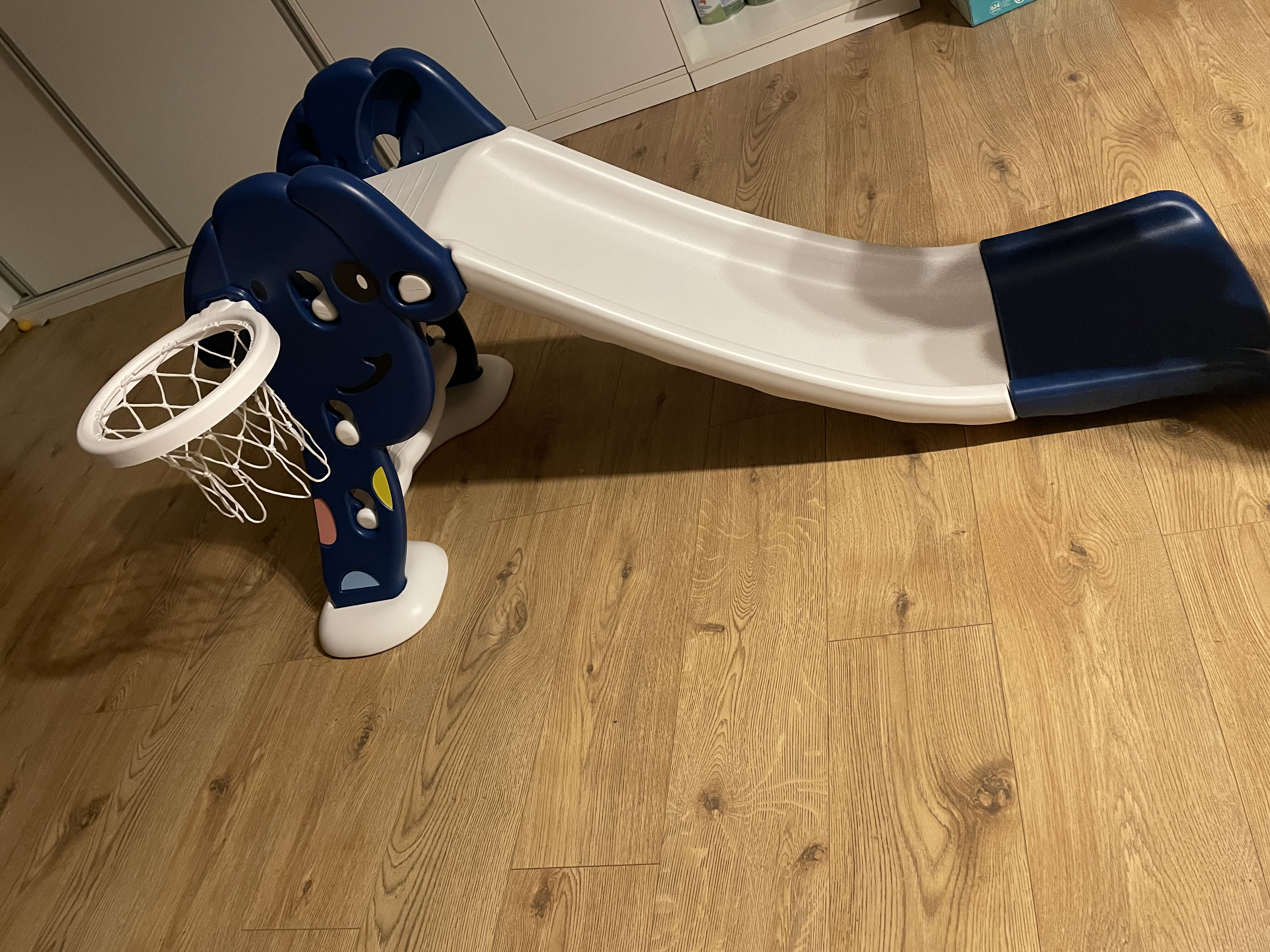 HOMCOM Kids Slide with Basketball Hoop Toddler Climber Freestanding ...