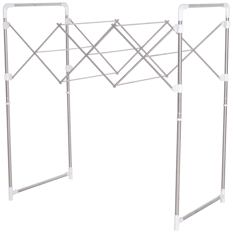 HOMCOM Metal Clothes Rail Foldable Garment Hanging Rack Stand Laundry ...