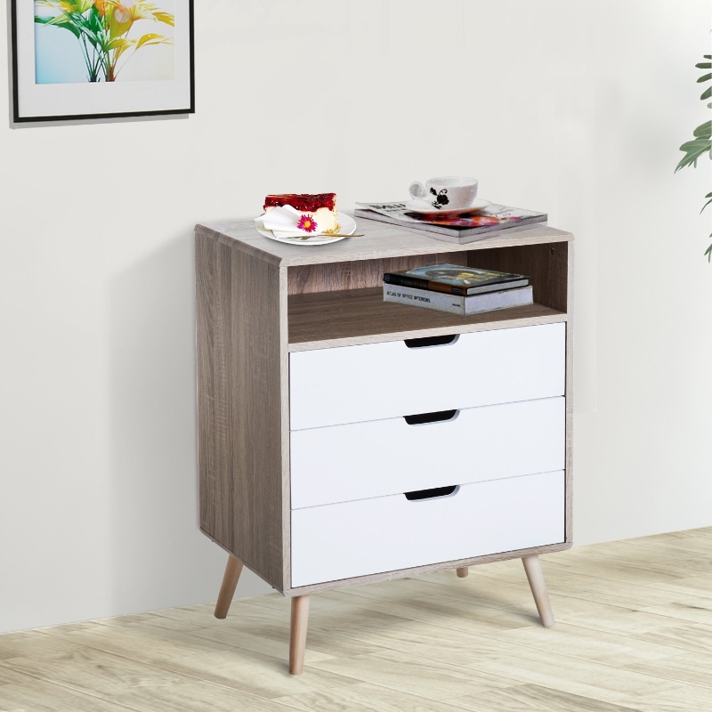 HOMCOM Side Cabinet, 60Wx40D x78H cm-Natural Wood Colour