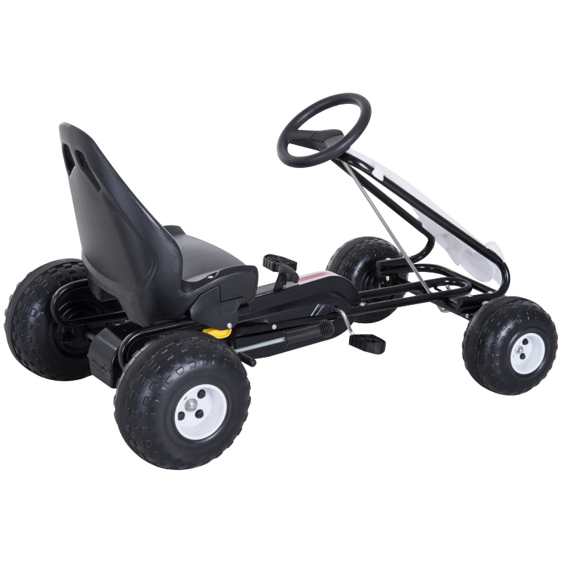 HOMCOM Kids Pedal Go Kart W/Adjustable Seat-White | aosom.ie