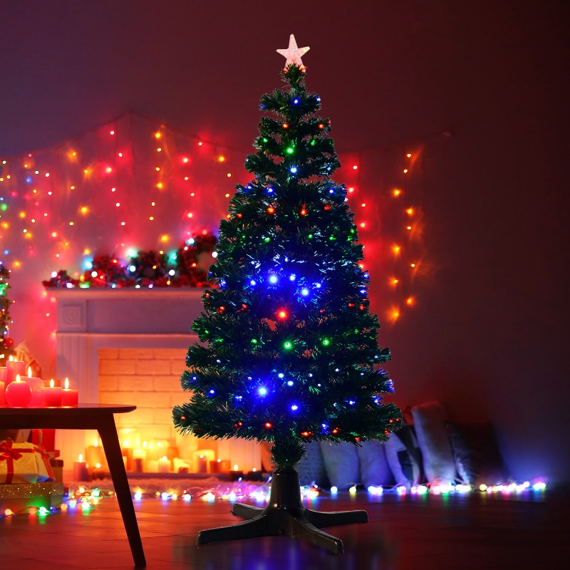 HOMCOM 5ft 150cm Christmas Tree W/LED Lights, Rotating-Green