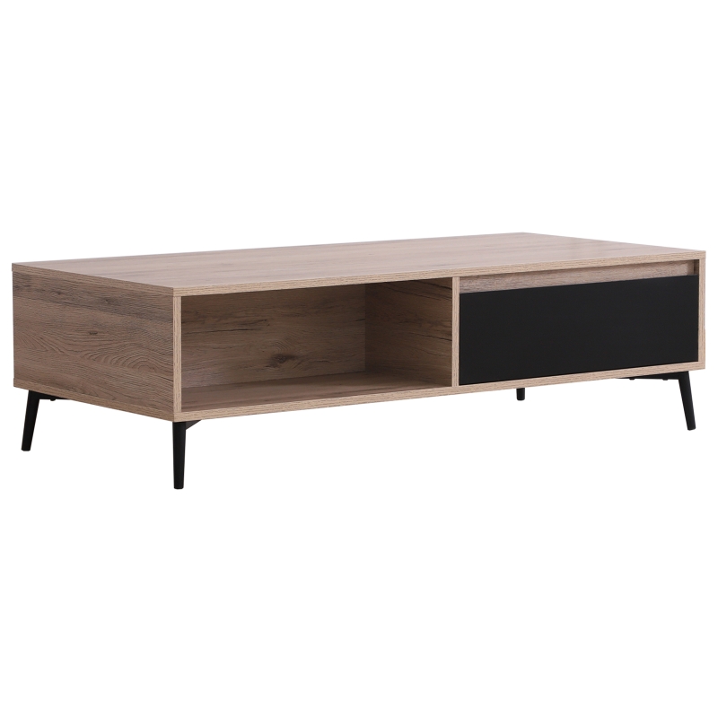 HOMCOM Coffee Table, 120Wx56Dx35H cm-Oak/Black Colour | AOSOM IE