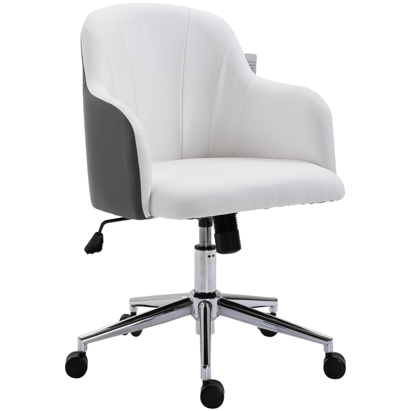 Vinsetto Office Swivel Chair, PU Leather-White | Aosom IE