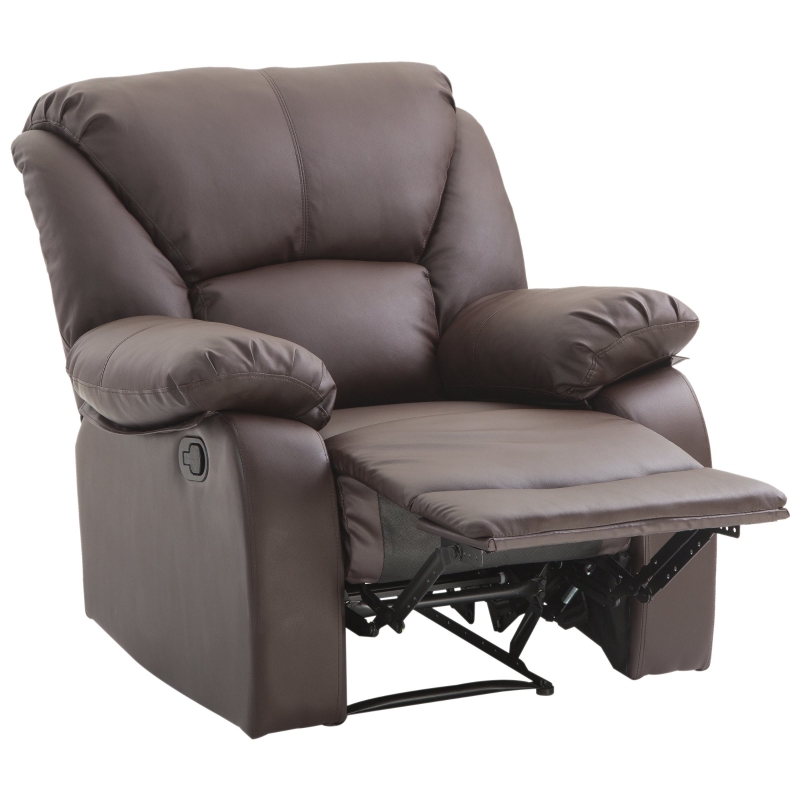 HOMCOM Armchair Recliner Armchair, PU Leather-Brown | Aosom.ie