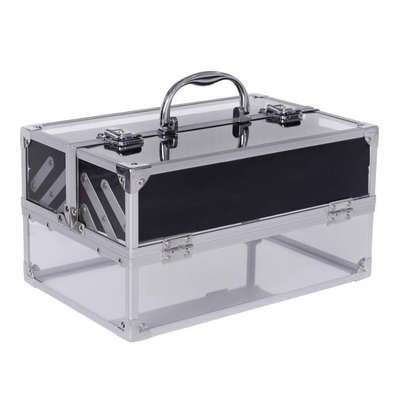 HOMCOM Makeup Cosmetic Case Lockable Storage Vanity Box Unit ...